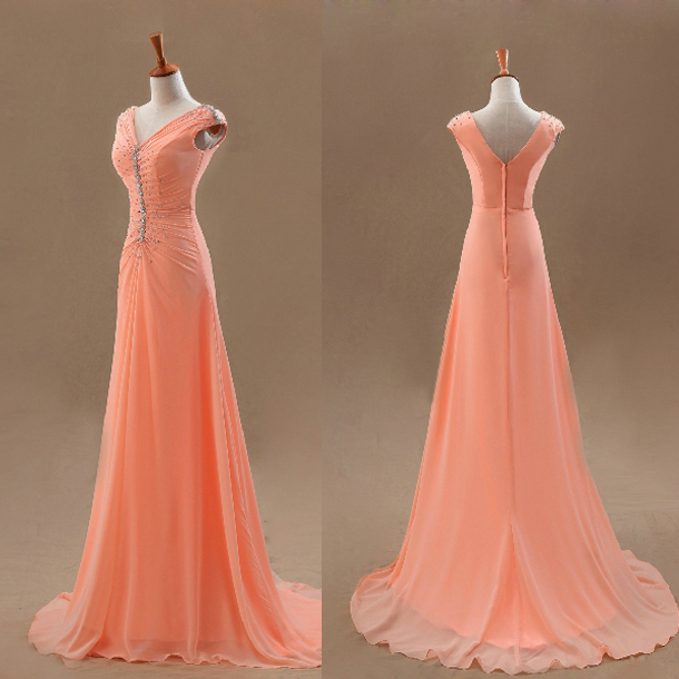 Orange Prom Dresses, Prom Dress,beaded Prom Dress,long Prom Dresses ...
